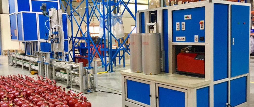 Machines for fire protection and filling of fire extinguishers