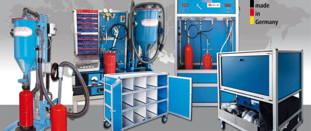 Machines for fire protection and filling of fire extinguishers
